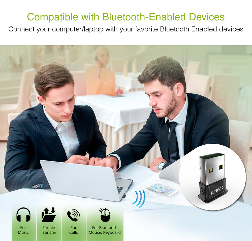 Kinivo USB Bluetooth Adapter for PC BTD400 (Bluetooth 4.0 Dongle Recei